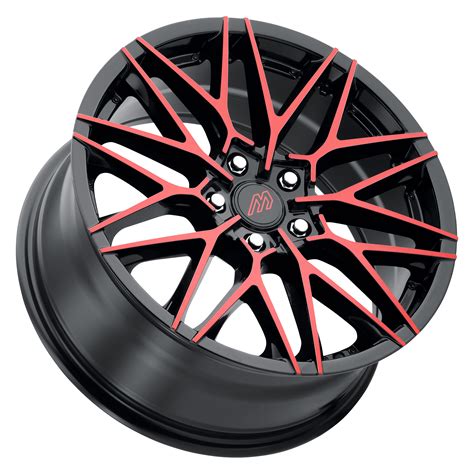 Mach Performance® Mp40 Wheels Gloss Black With Red Machined Face Rims