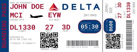 Delta Boarding Pass Template
