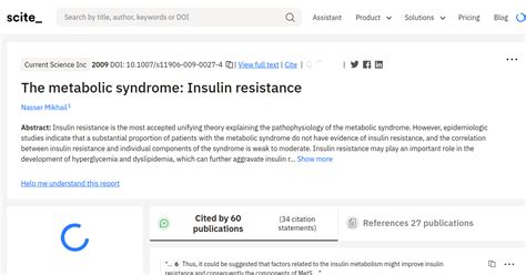 The Metabolic Syndrome Insulin Resistance Scite Report