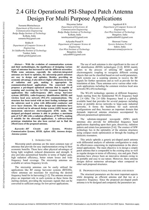 Pdf 24 Ghz Operational Psi Shaped Patch Antenna Design For Multi