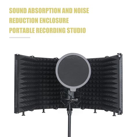 Foldable 5 Panel Mic Sound Absorbing Foam Wind Scr Grandado