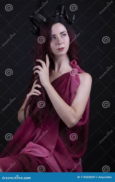 Woman In Nymph Or Elf Costume On A Black Backdrop Stock Image Image Of Black Blue 174505839