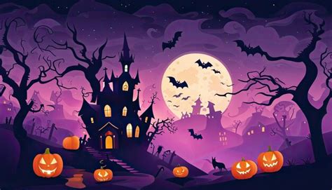 Premium AI Image Vector Halloween Background In Flat Design