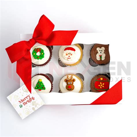 Custom Christmas Cupcake Boxes Xmas Packaging