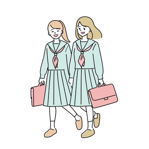 友達と通学する風景（中学生） のイラスト フリーイラスト素材 Sketchdays