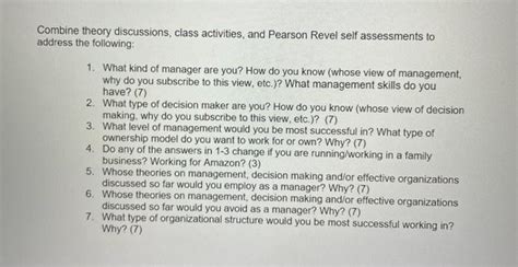 Solved Combine Theory Discussions Class Activities And