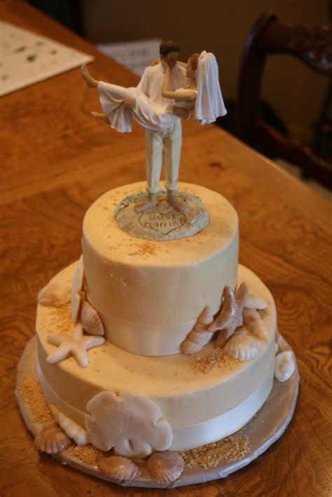 Bluebirds Nest Seashell Wedding Cake