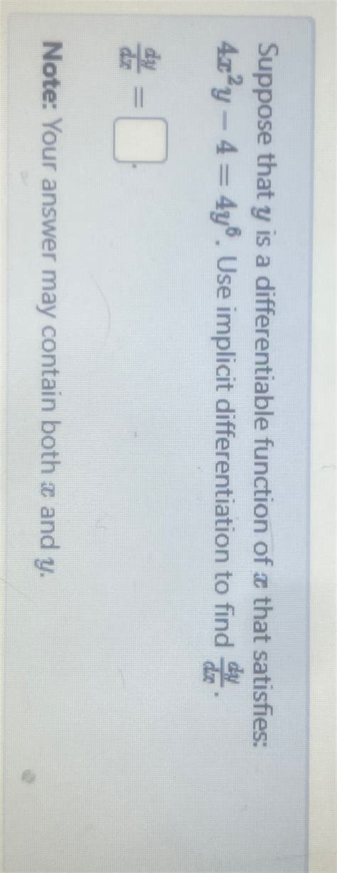 Solved Suppose That Y ﻿is A Differentiable Function Of X