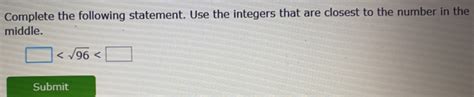 solved complete the following statement use the integers that are