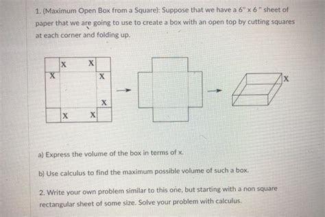 Solved Maximum Open Box From A Square Suppose That We Chegg Com