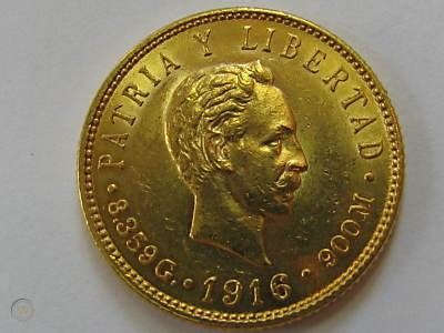 Rare 1916 Cuba 5 Pesos Gold Coin Cinco Pesos 74912319