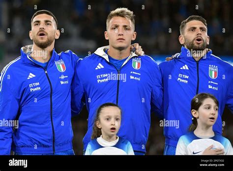 Lorenzo Pellegrini Mateo Retegui And Domenico Berardi Sing The Anthem