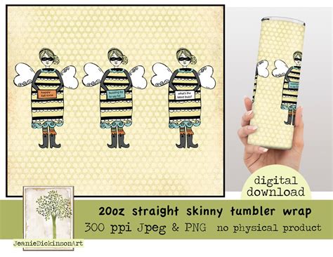 Buzzing Bee Costume Girl With 3 Messages Tumbler Wrap Skinny
