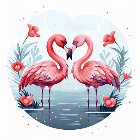 Illustration Of A Pair Of Flamingos Loving Each Other Stock