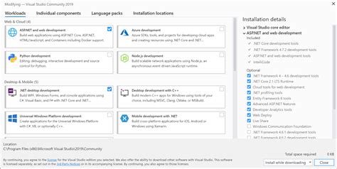 Modificare I Carichi Di Lavoro E I Componenti Di Visual Studio
