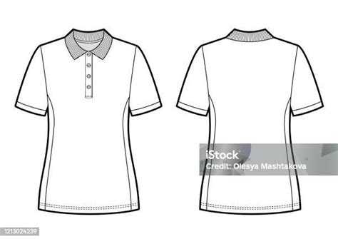 Wanita Kemeja Polo Putih Vektor Untuk Template Ilustrasi Stok Unduh