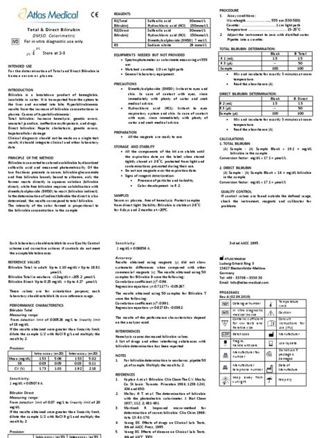 Ppi1626a01 Total And Direct Bilirubin Rev A Pdf Clinical Medicine Medical Specialties