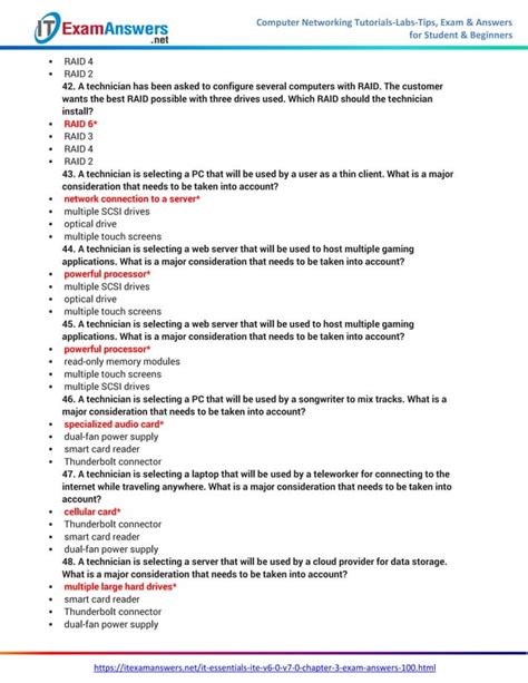 IT Essentials Version 7 0 ITE Chapter 3 Exam Answers PDF