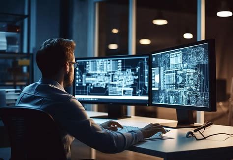 Retrato Fotográfico De Um Desenvolvedor De Software Fazendo Programação De Trabalho Usando Um