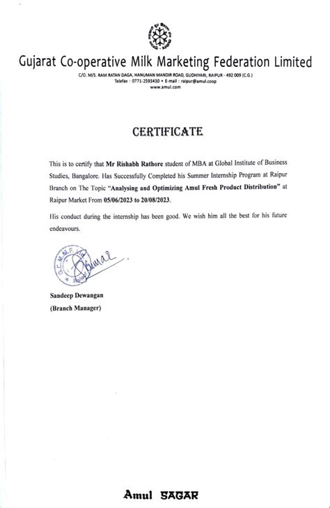Rishabh Rathore On Linkedin Amul Internshipcompleted Dairyindustry