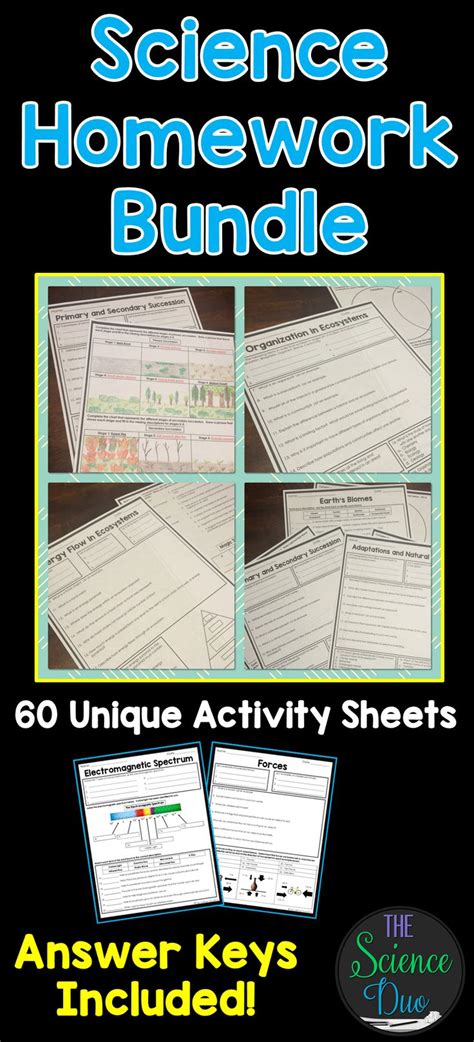 Science Homework Bundle Science Homework Science Classroom Science