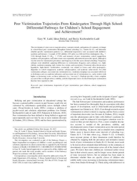Pdf Peer Victimization Trajectories From Kindergarten Through High