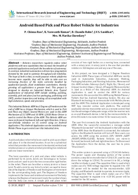 Pdf 4 Dof Robot Arm For Pick And Place Process Editor Ijasre