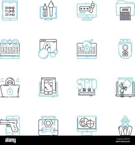 Data Protection Linear Icons Set Privacy Security Encryption Compliance Confidentiality
