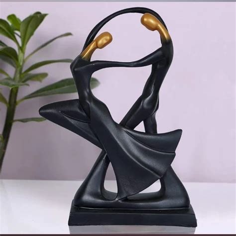Polyresin Black Dancing Couple Statue For Interior Decor Size 8312