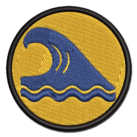 Ocean Surf Wave Beach Applique Multi Color Embroidered Iron On Patch