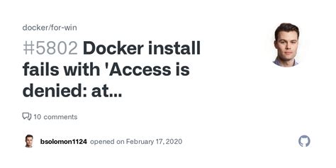 docker install fails with access is denied at system diagnostics