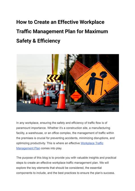 How To Create An Effective Workplace Traffic Management Plan For