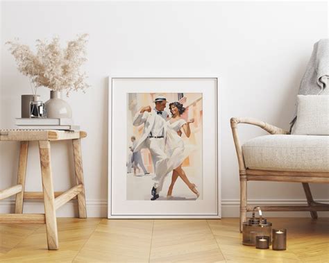 Dancing Couple Painting Vintage Romantic Wall Art Couple Love Dancing