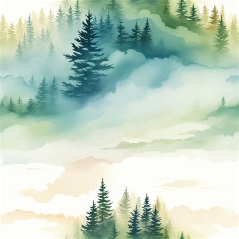 Forest Watercolor Gradient Seamless Pattern Design For Download
