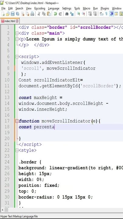 How To Make Page Scroll Progress Bar Javascriptshorts