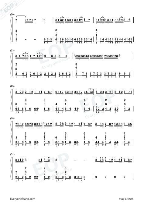 Masquerade Lindsey Stirling双手简谱预览2 钢琴谱文件（五线谱、双手简谱、数字谱、midi、pdf）免费下载