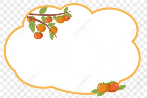 가을 감 장식 테두리 손으로 그린 Png 일러스트 무료 다운로드 Lovepik