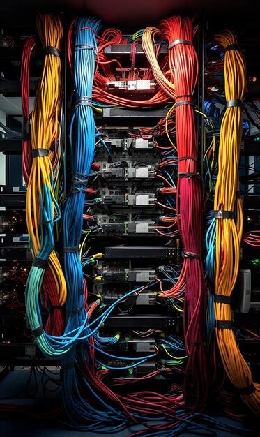 Premium Ai Image Fiber Optic Cables Connected To A Network Switch In