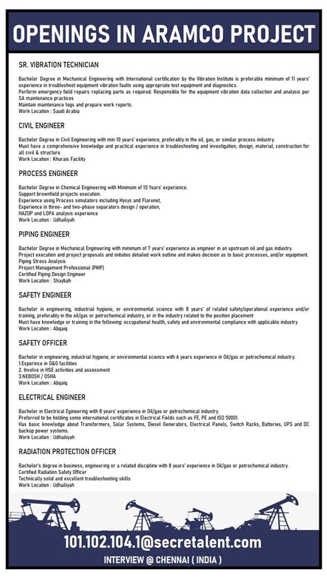 Abdus Salam Mohammed On Linkedin Openings In Saudi Aramco Project Sr Vibration Technician