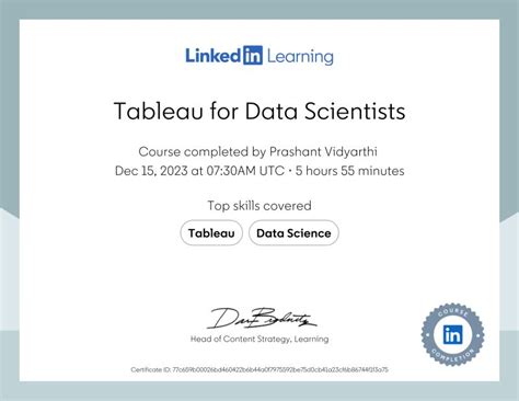 prashant vidyarthi on linkedin certificate of completion