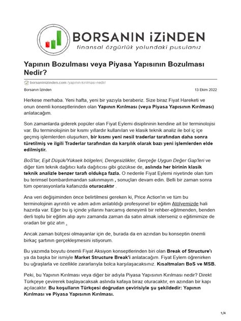 Break Of Structure Veya Market Structure Break Nedir Pdf