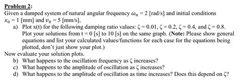 Solved Problem 2 Given A Damped System Of Natural Angular