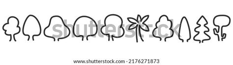 Set Hand Drawn Doodle Trees Various Stock Vector Royalty Free