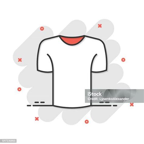 漫畫風格的t恤圖示休閒服裝卡通向量插圖在白色孤立的背景馬球穿飛濺效應的商業理念向量圖形及更多businesswear圖片