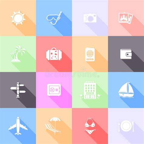 Sistema Plano Del Icono Del Viaje Colección De Los Símbolos Del