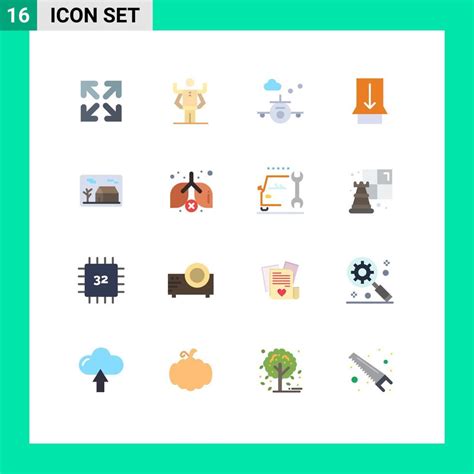 Universal Icon Symbols Group Of 16 Modern Flat Colors Of Real House Holiday Estate Slide