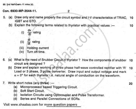 Power Electronics 2011 2012 Be Electronics Engineering Semester 6 Te Third Year Old Question
