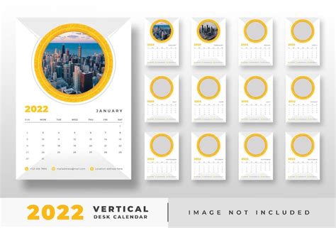 Calendario De Escritorio Vertical 2022 Plantilla Lista Para Imprimir
