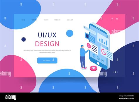 Isometric Ui Ux Landing Page Template Vector Illustration Stock Vector Image Art Alamy