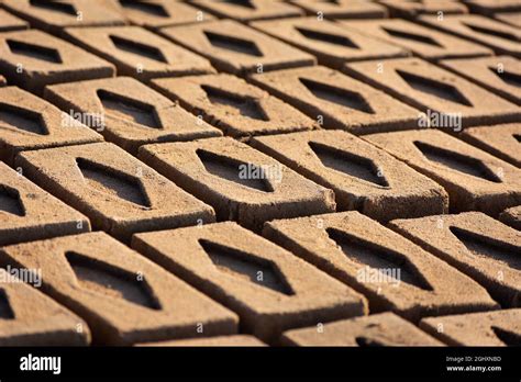 Hand Made Bricks From Wet Clay And Mud Are Kept For Drying Before The Burning Process